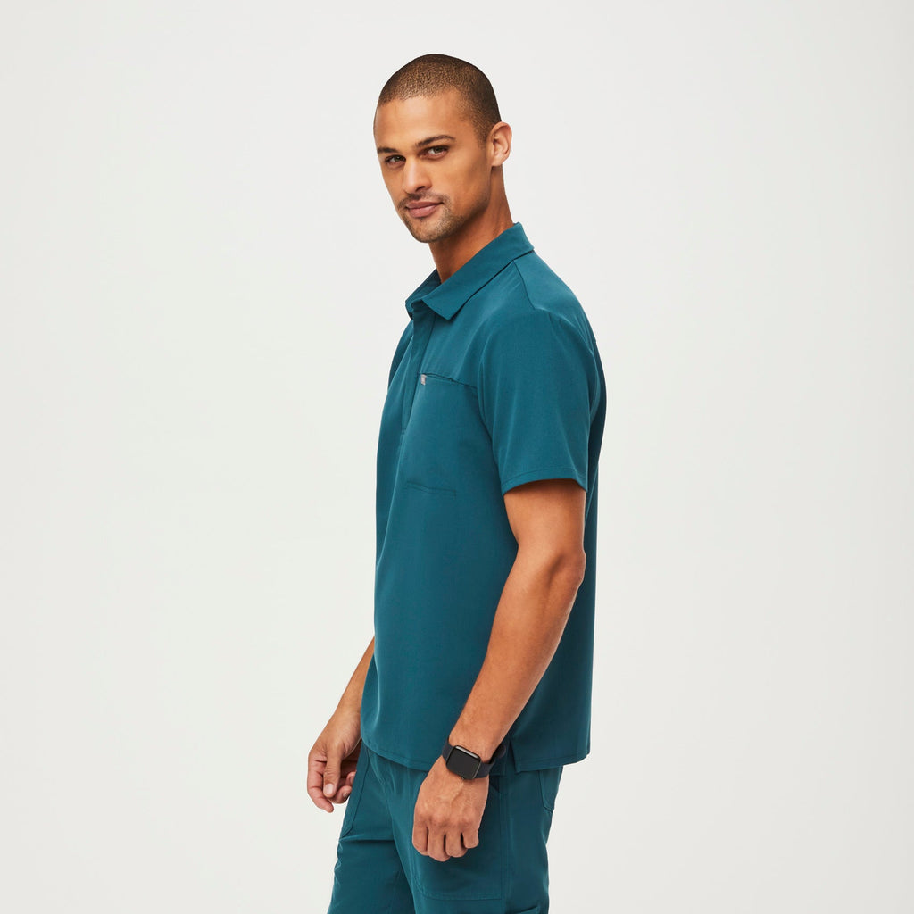 men's Caribbean Blue Lima - Shortsleeve ScrubPolo™ – wearfigs-staging